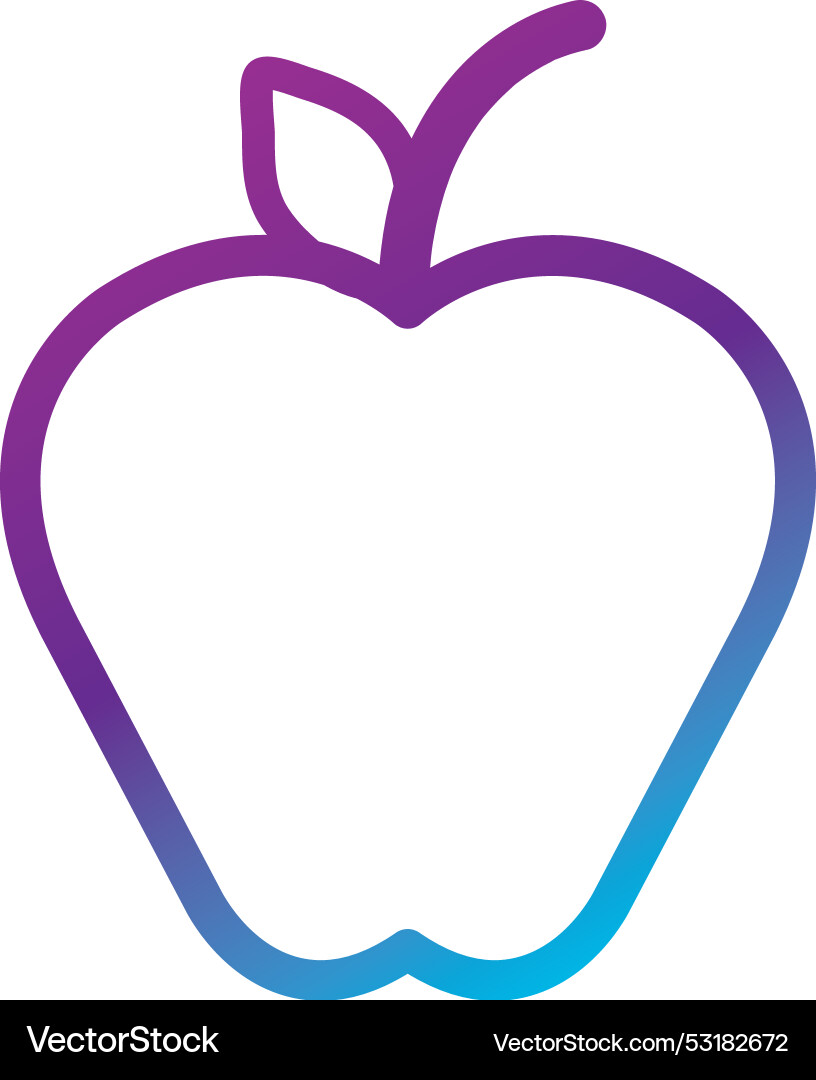 Gradient apple icon in purple and blue outline Vector Image