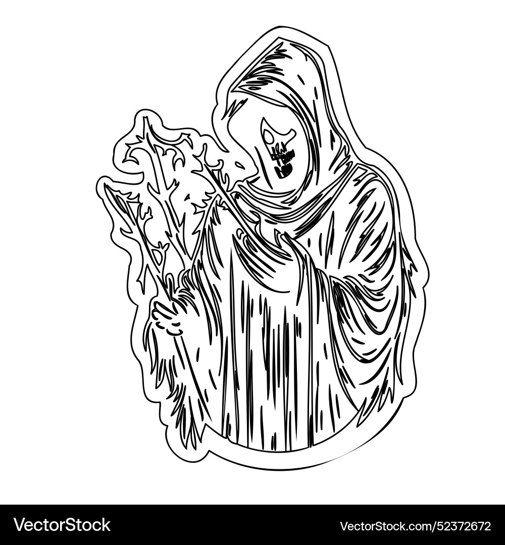 Grim reaper halloween outline sketch Royalty Free Vector