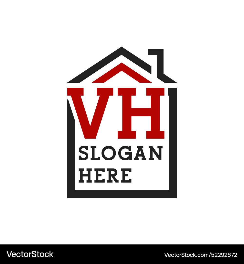 Initial vh house logo for roofing letter real Vector Image