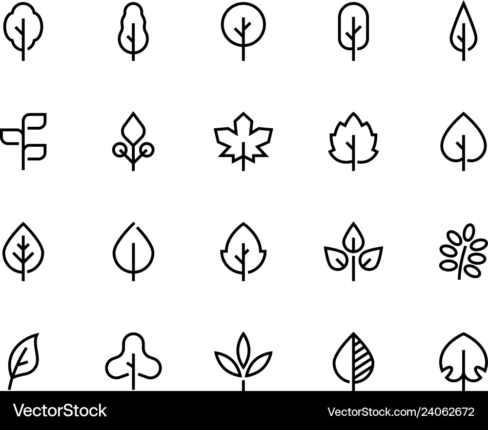 Leaf line icons minimalist modern plant design Vector Image