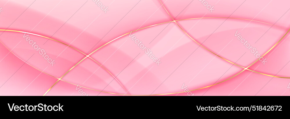 Pink background with abstract golden lines Vector Image