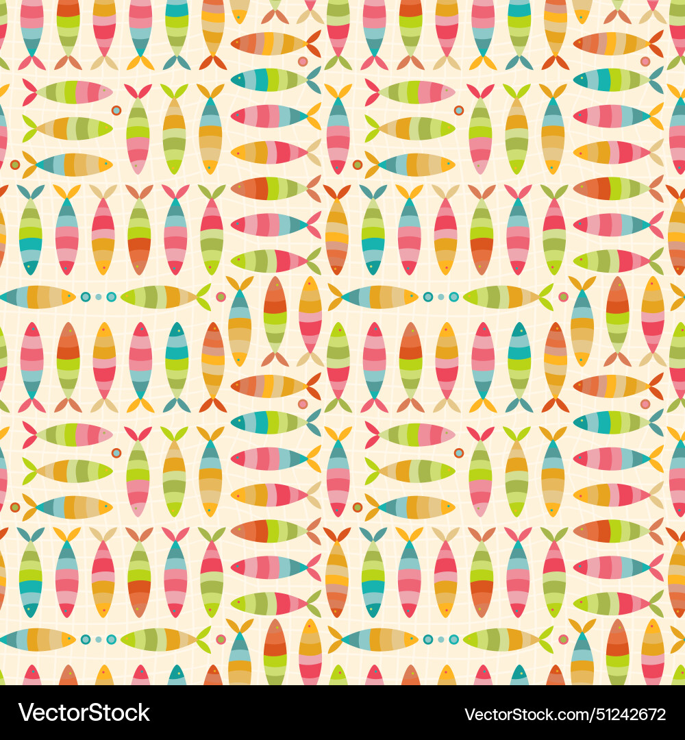 Rainbow fish swarm seamless pattern Royalty Free Vector