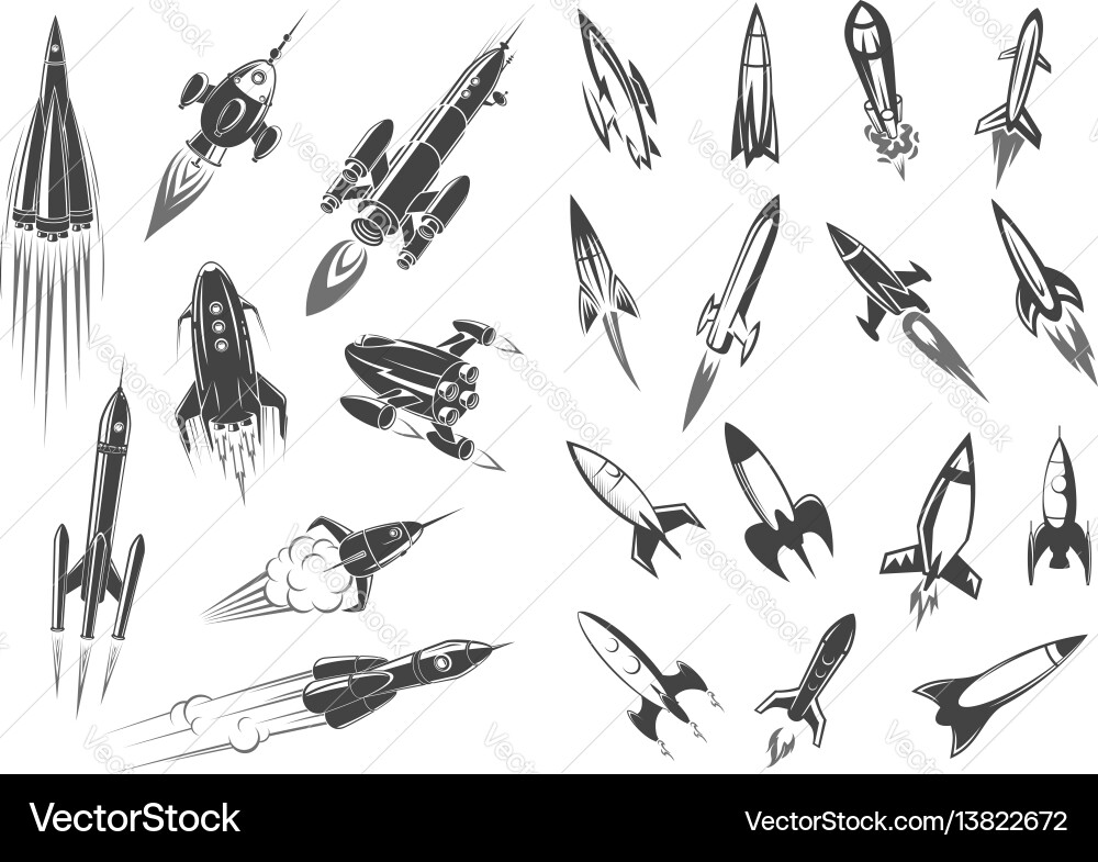 Retro Rocket Icons - Space Launch Royalty Free Vector Image