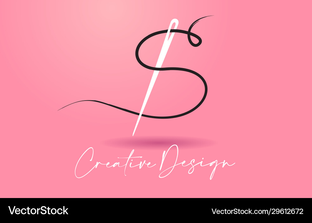 S letter logo with needle and thread creative Vector Image