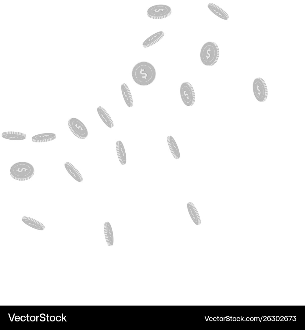 American dollar coins falling scattered black Vector Image