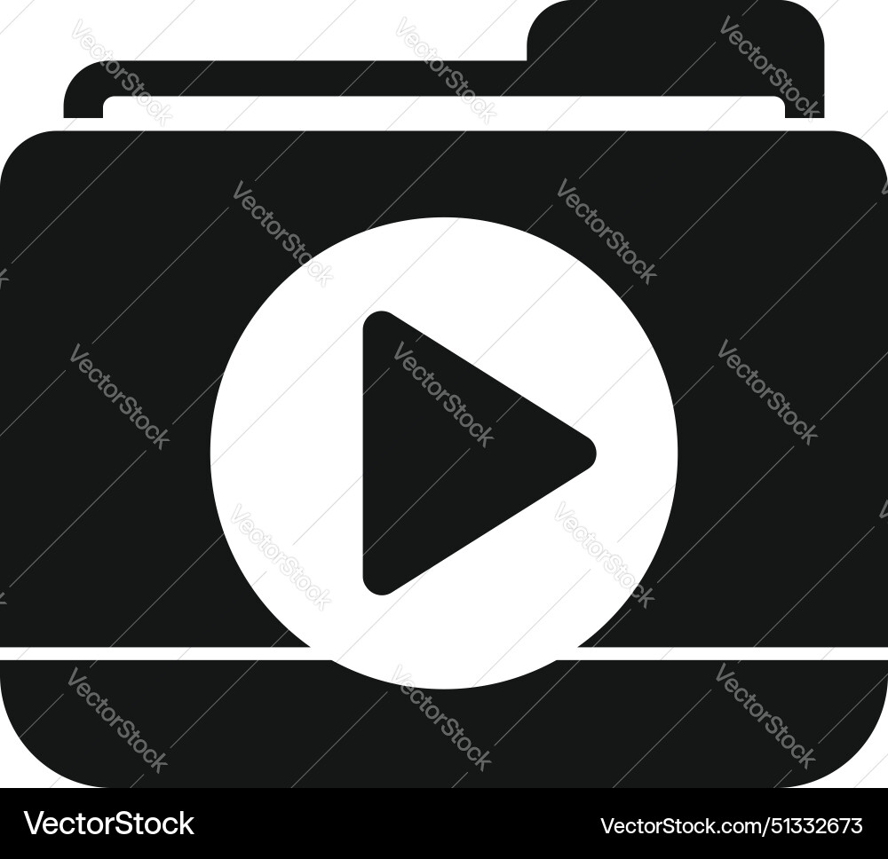 Black video play icon on folder Royalty Free Vector Image