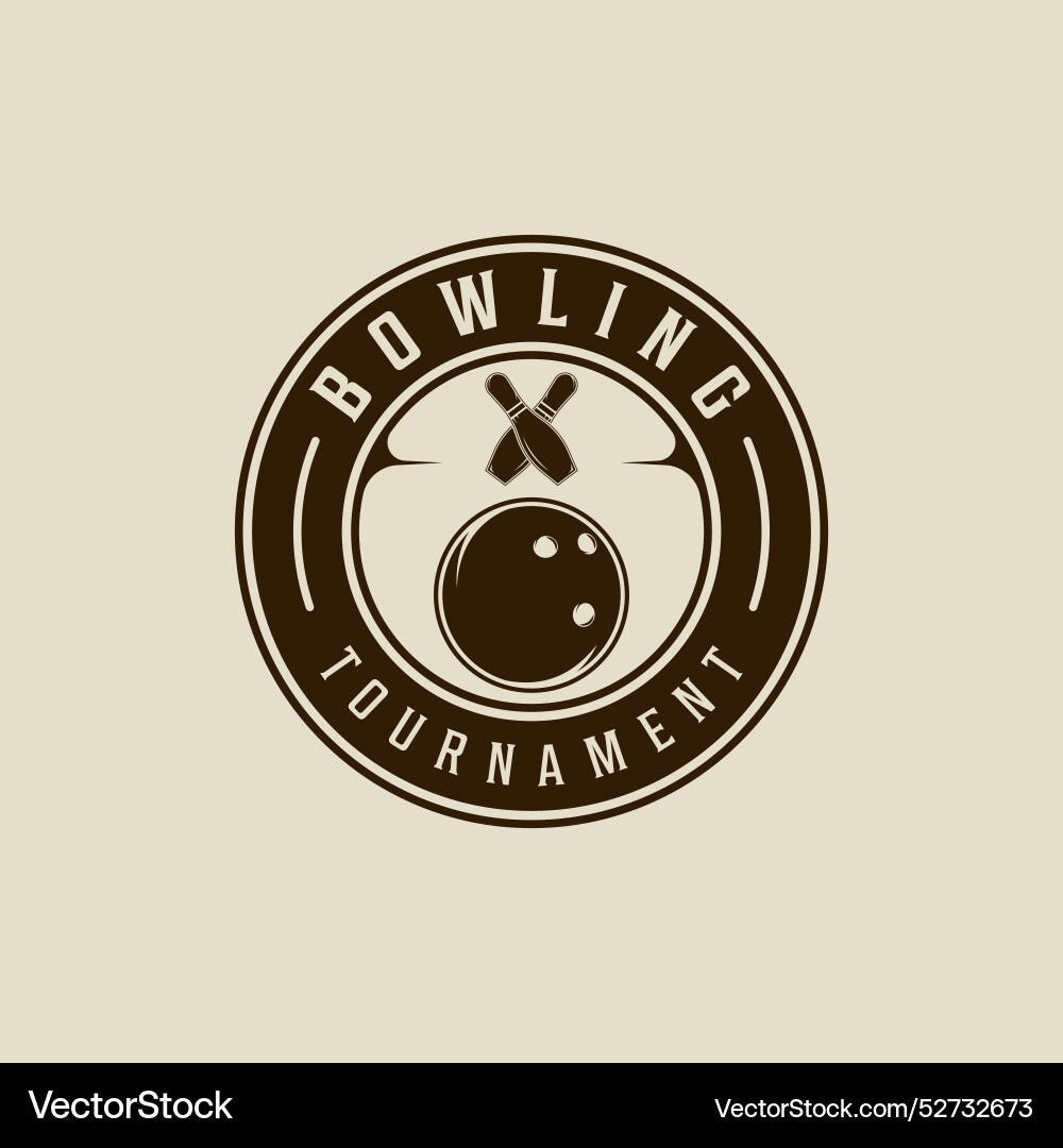 Bowling sport emblem logo vintage template icon Vector Image