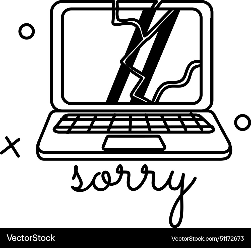 Broken laptop Royalty Free Vector Image - VectorStock