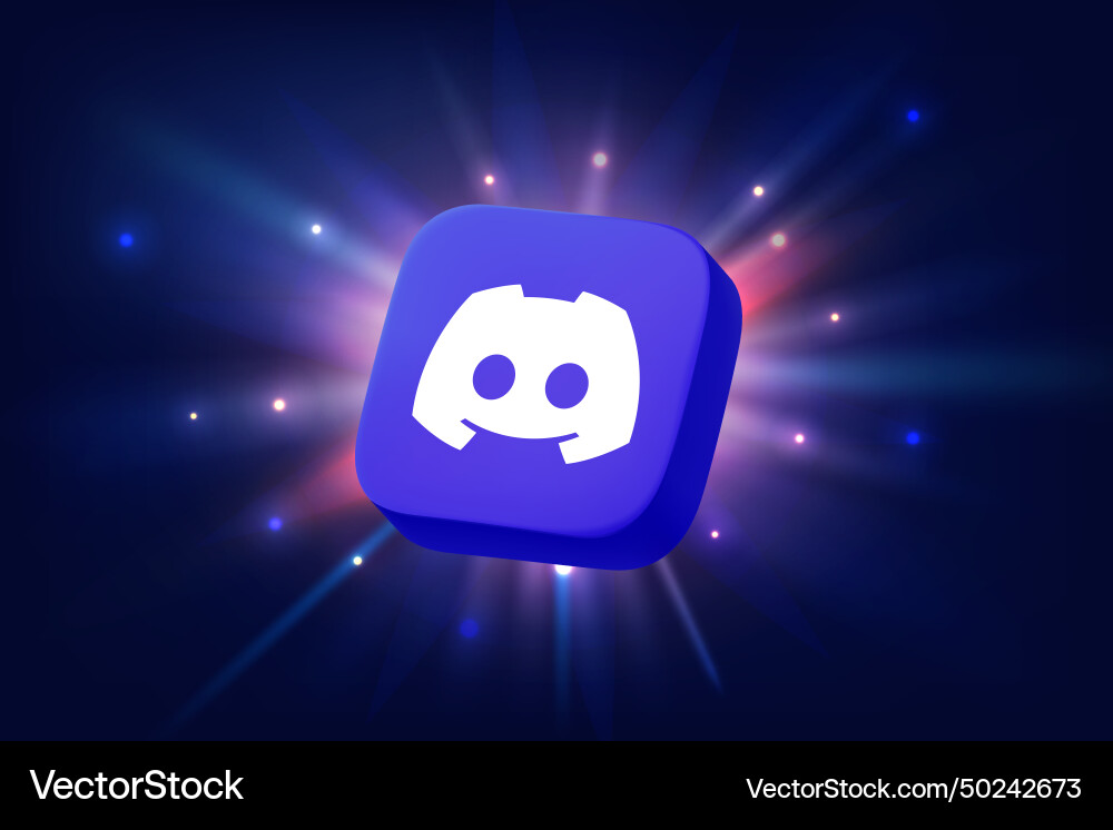 Discord media platform 3d icon on space Royalty Free Vector