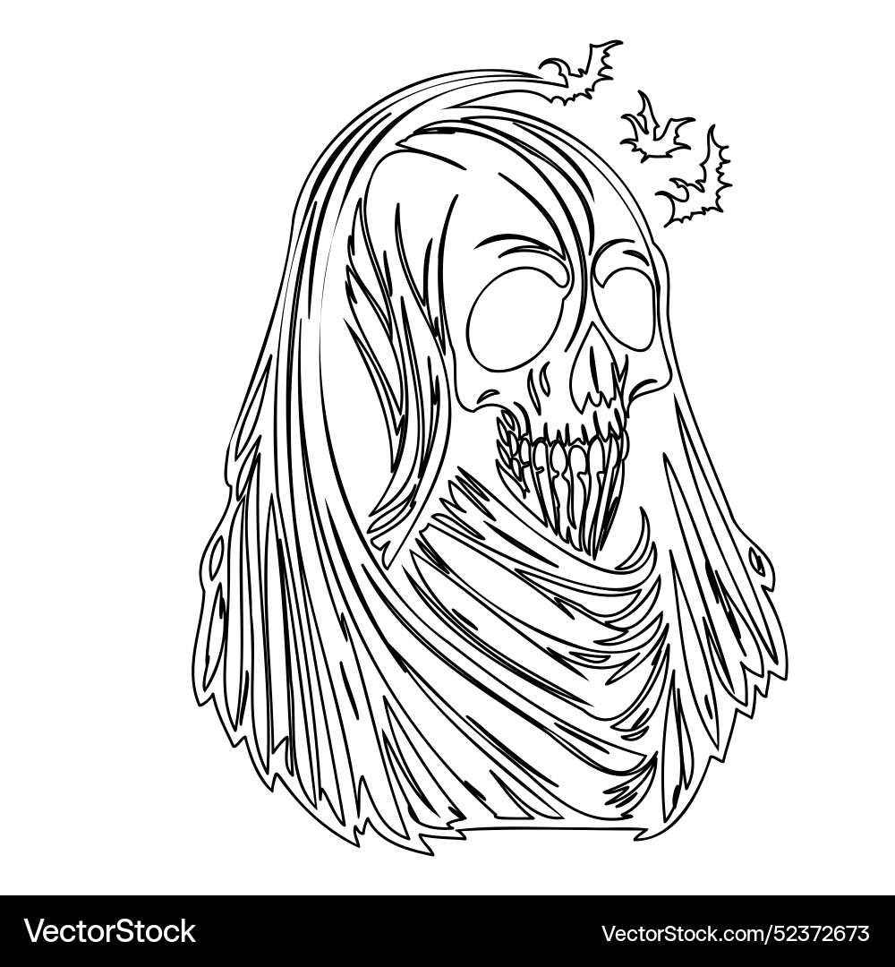 Grim reaper halloween outline sketch Royalty Free Vector
