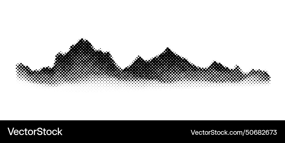 Grunge halftone mountain range black textured Vector Image