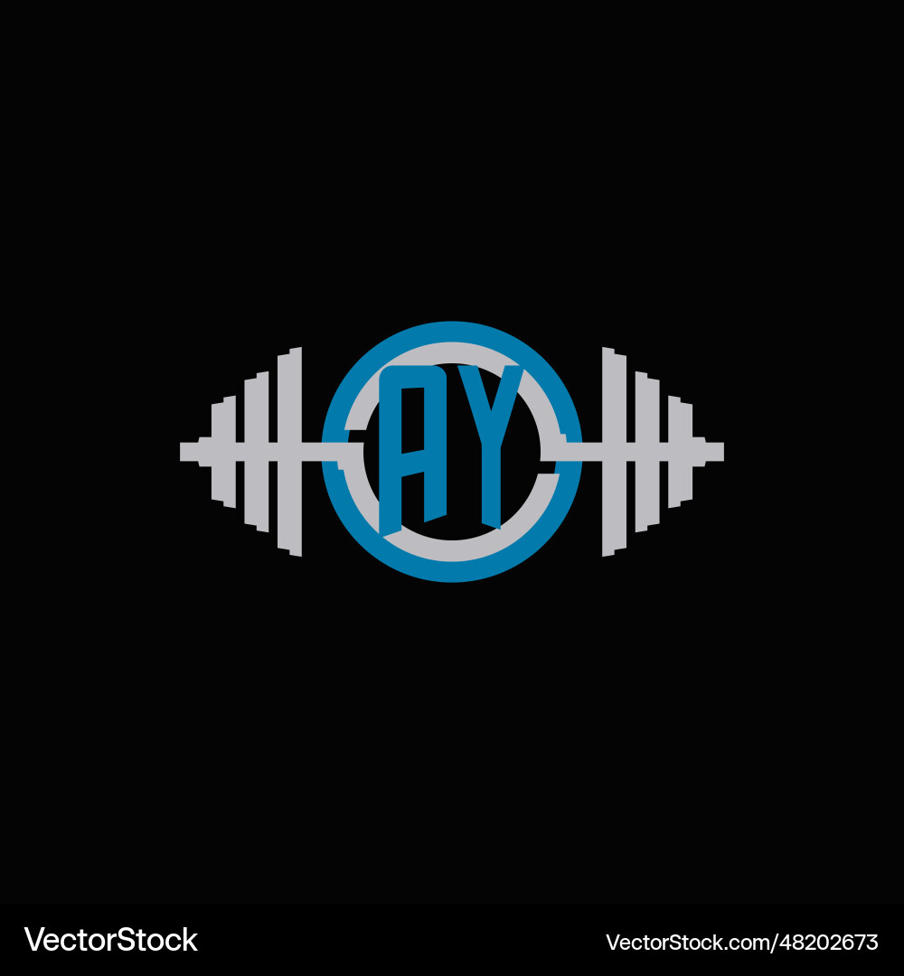 Initial ay logo design with geometric dumbbell Vector Image