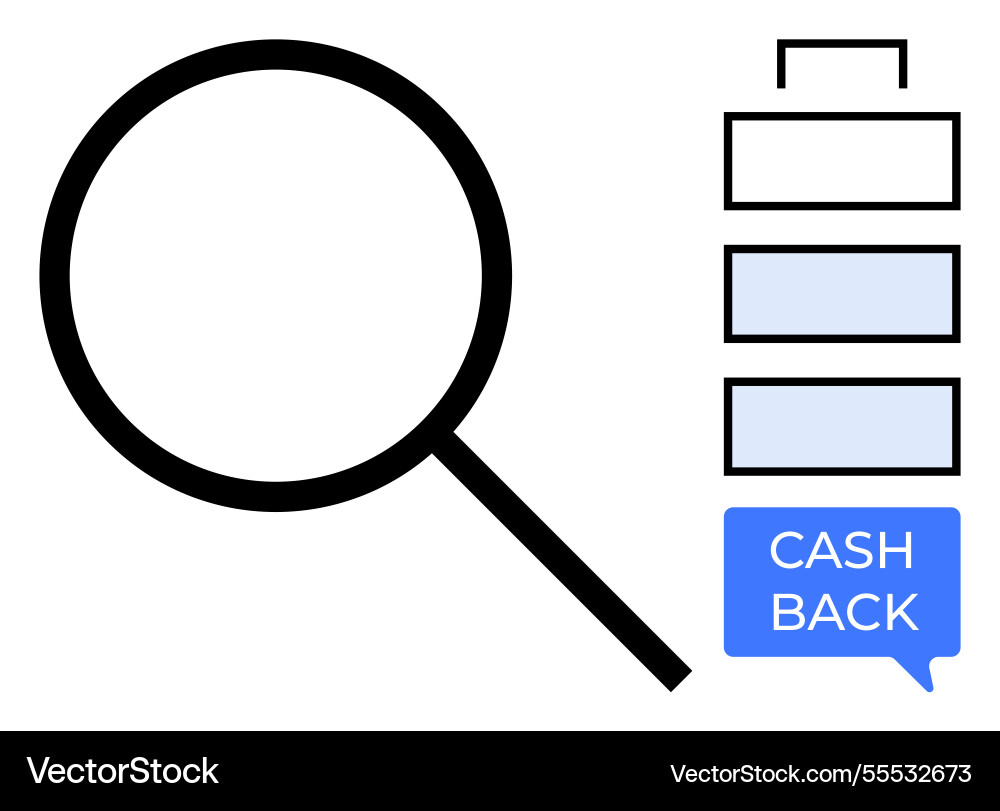 Magnifying glass and battery with cashback concept