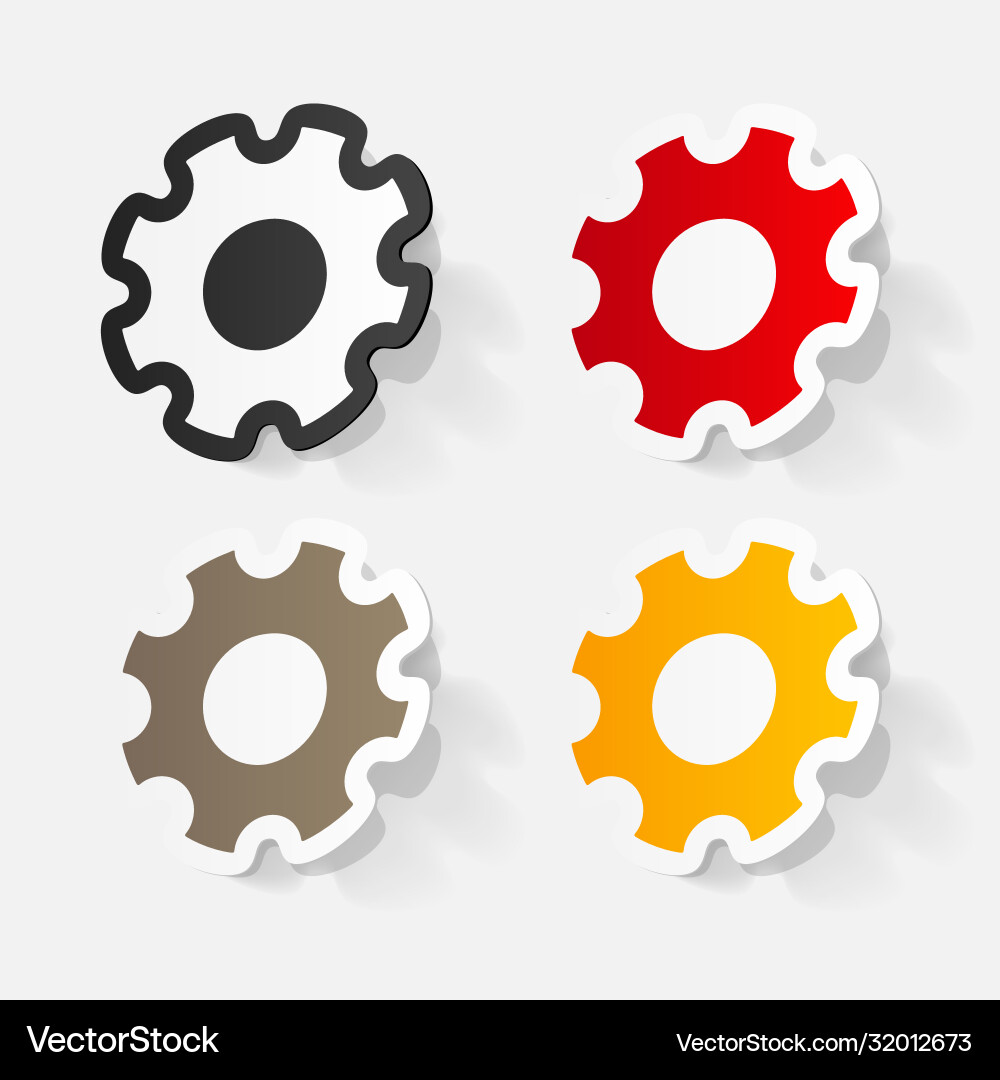 Paper clipped sticker manual pinion Royalty Free Vector