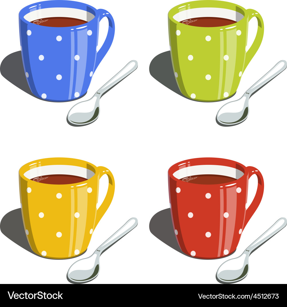 Tea cup and spoon set Royalty Free Vector Image
