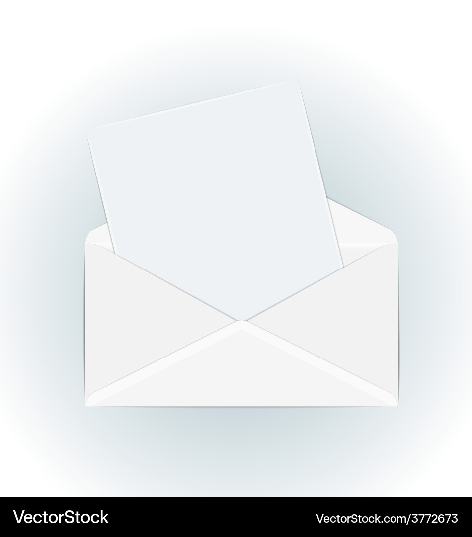 White open envelope with paper card Royalty Free Vector