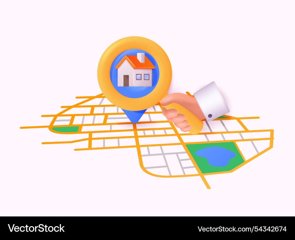 Folded maps navigation hand holding magnifying Vector Image