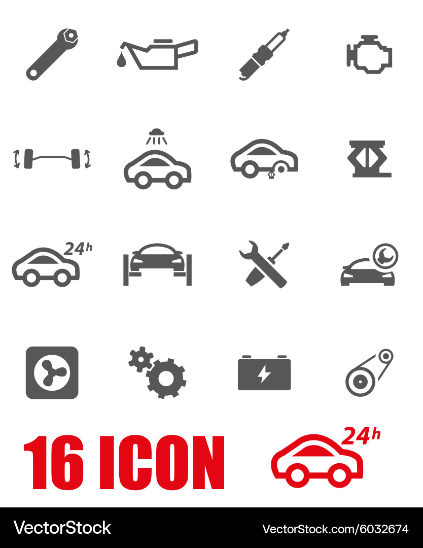 Grey car service icon set Royalty Free Vector Image