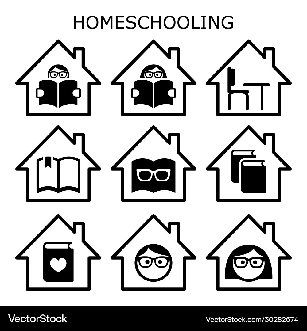 Homeschooling icons set home education Royalty Free Vector