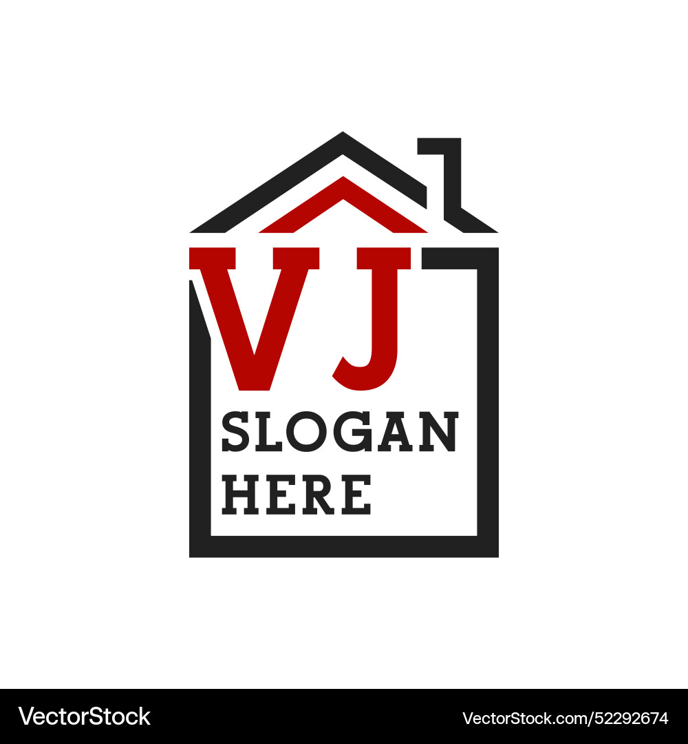 Initial vj house logo for roofing letter real Vector Image
