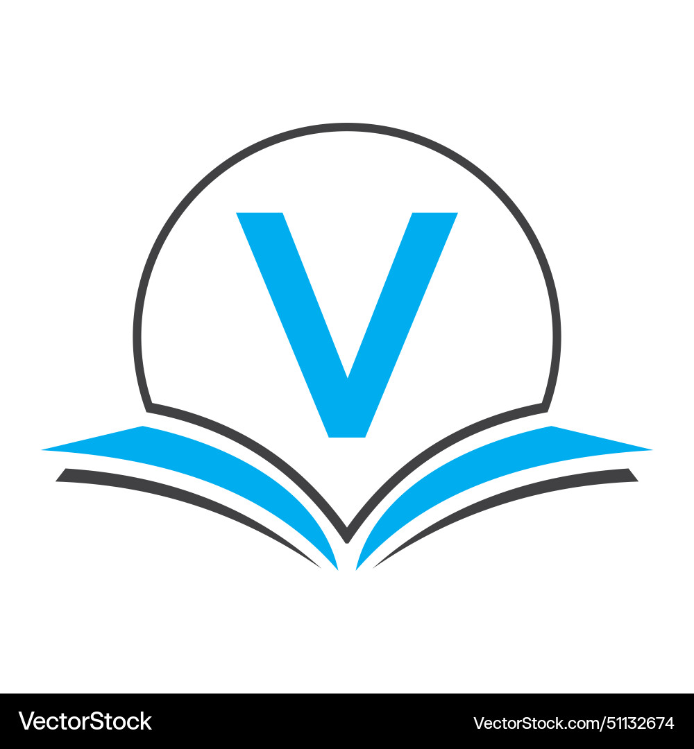 Monogram education logo on letter v concept Vector Image