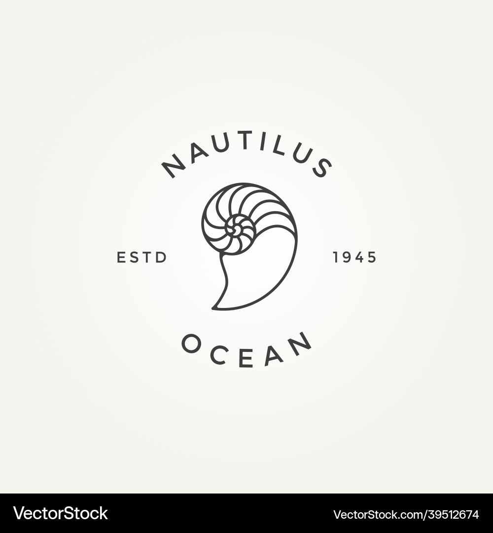 Nautilus seashell minimalist line art badge logo Vector Image