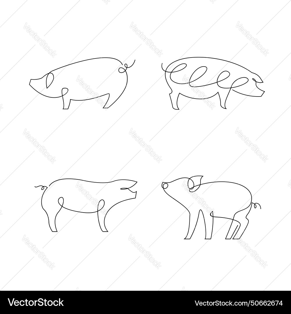 Pig single line drawing Royalty Free Vector Image