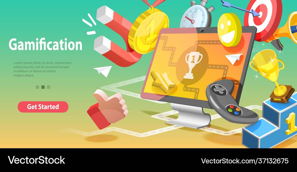 3d conceptual gamification Royalty Free Vector Image