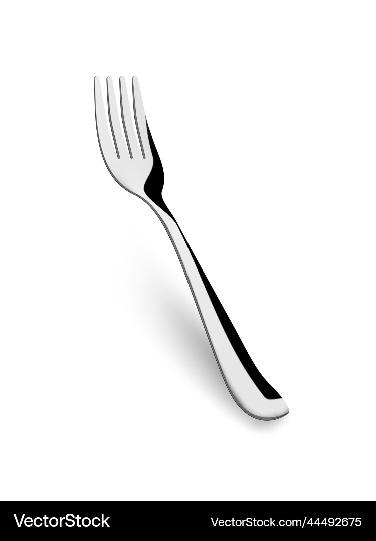 3d steel or silver fork isolated on white back Vector Image