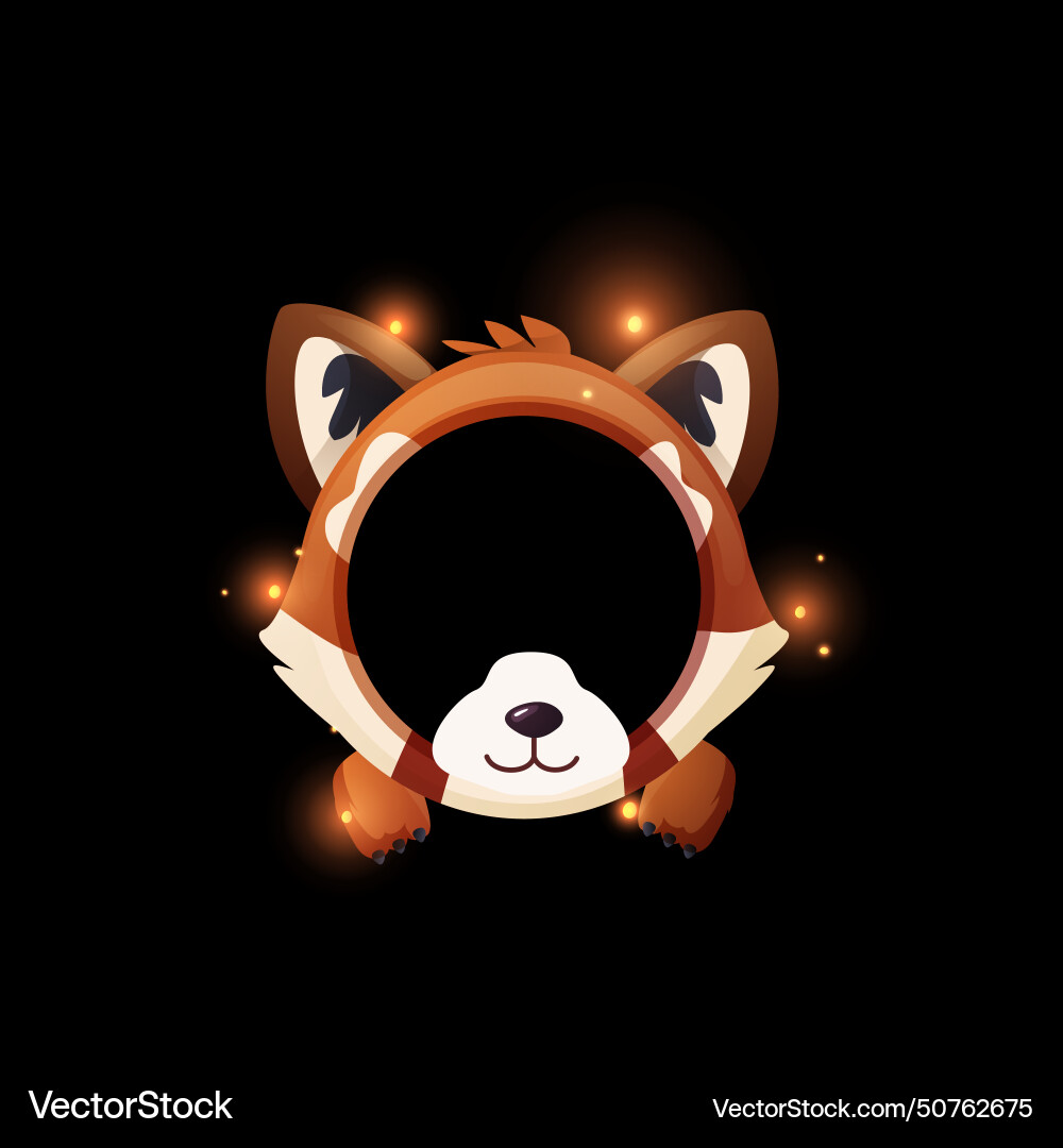 Avatar frame red panda cartoon achievement Vector Image