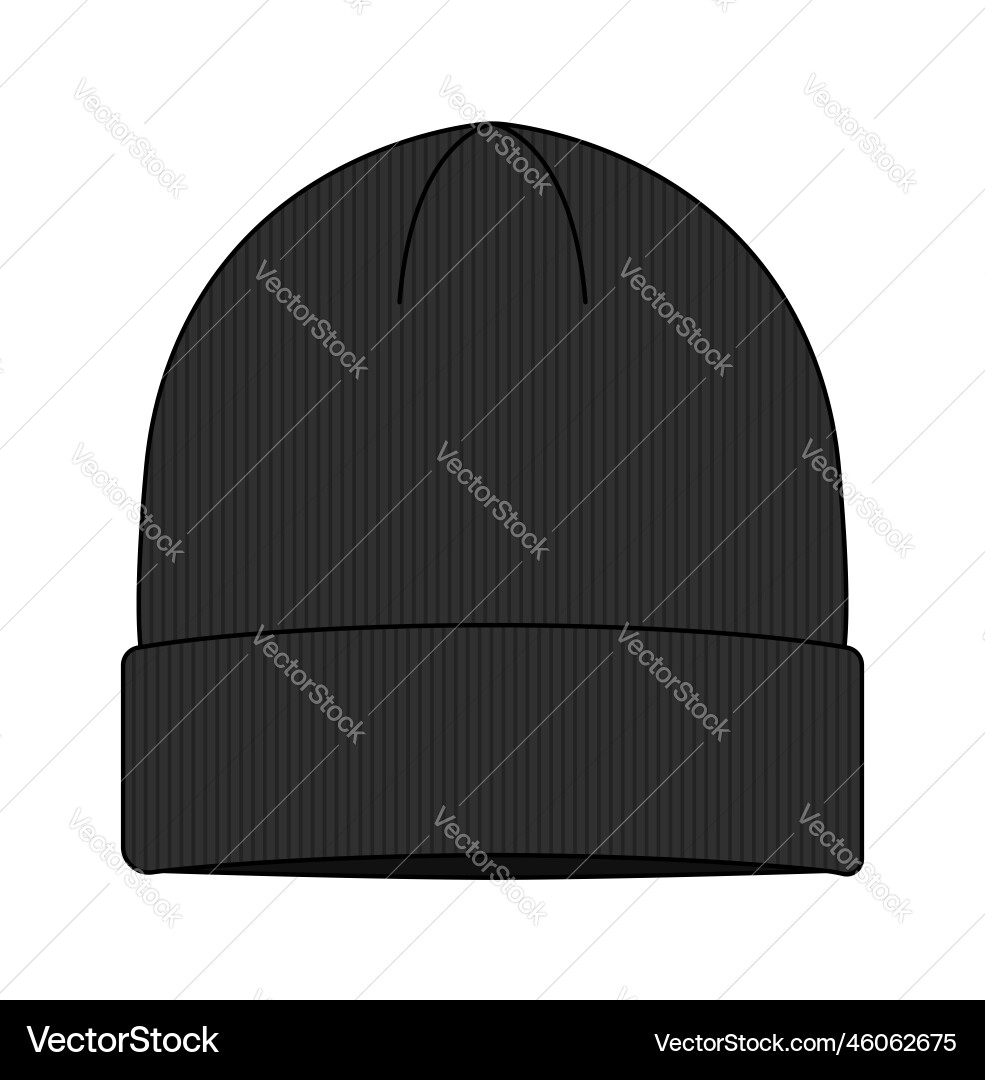 Beanie hat knit cap template black Royalty Free Vector Image