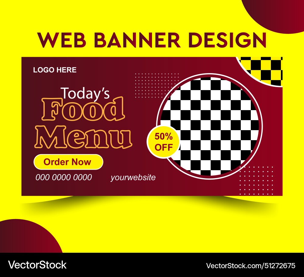 Food menu web banner for product promotion Vector Image