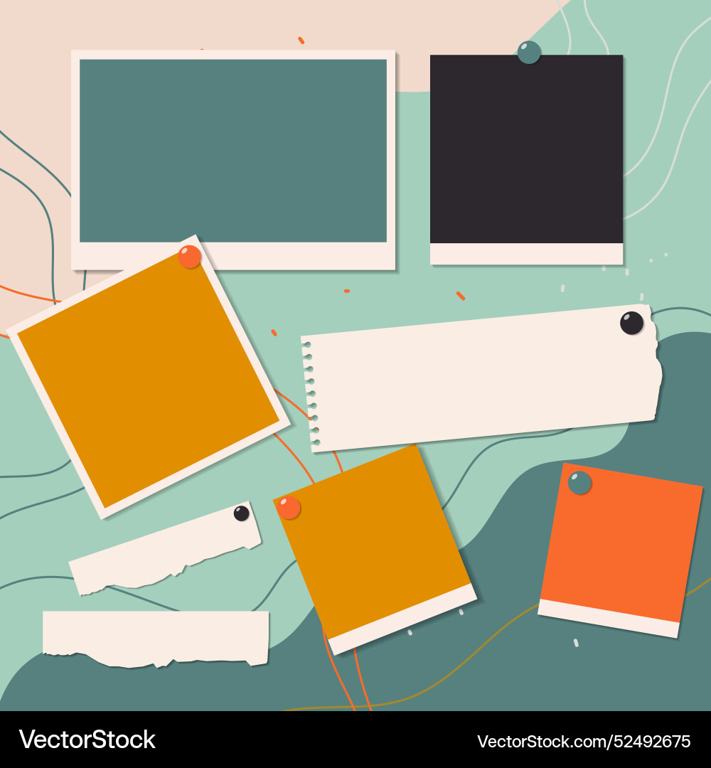 Hand drawn collage photo frame design Royalty Free Vector