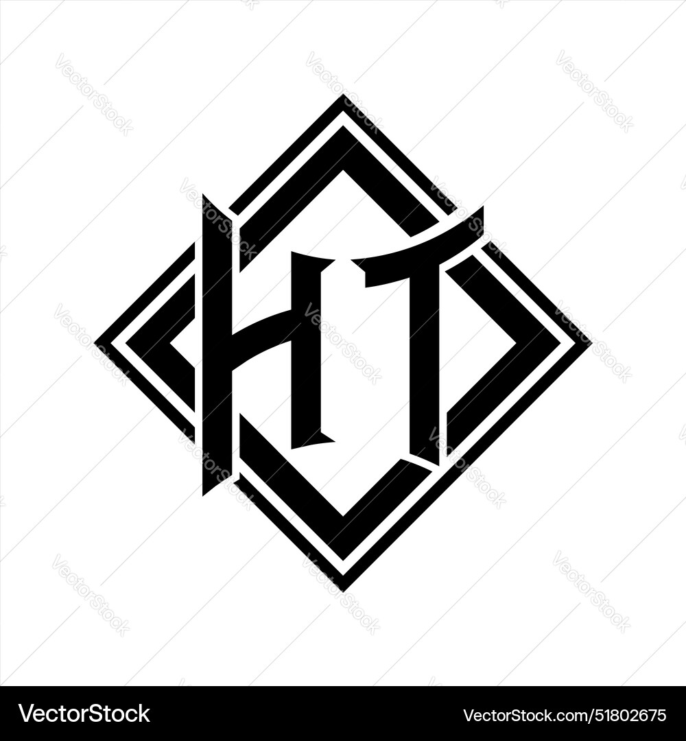Ht letter logo with abstract shield shape Vector Image