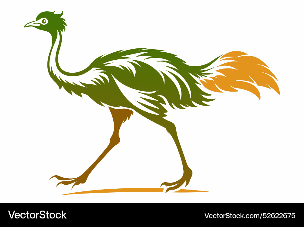 Ostrich run silhouette h Royalty Free Vector Image