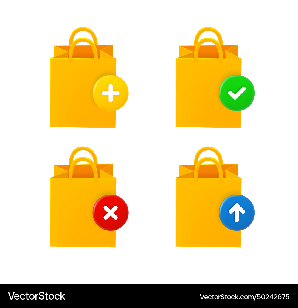 Shopping bag icon set with different pictograms Vector Image