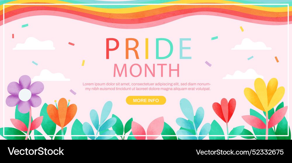 Watercolor horizontal banner template for pride Vector Image