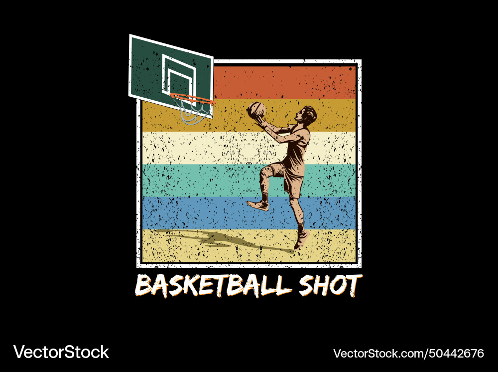 Basketball shot retro design landscape Royalty Free Vector