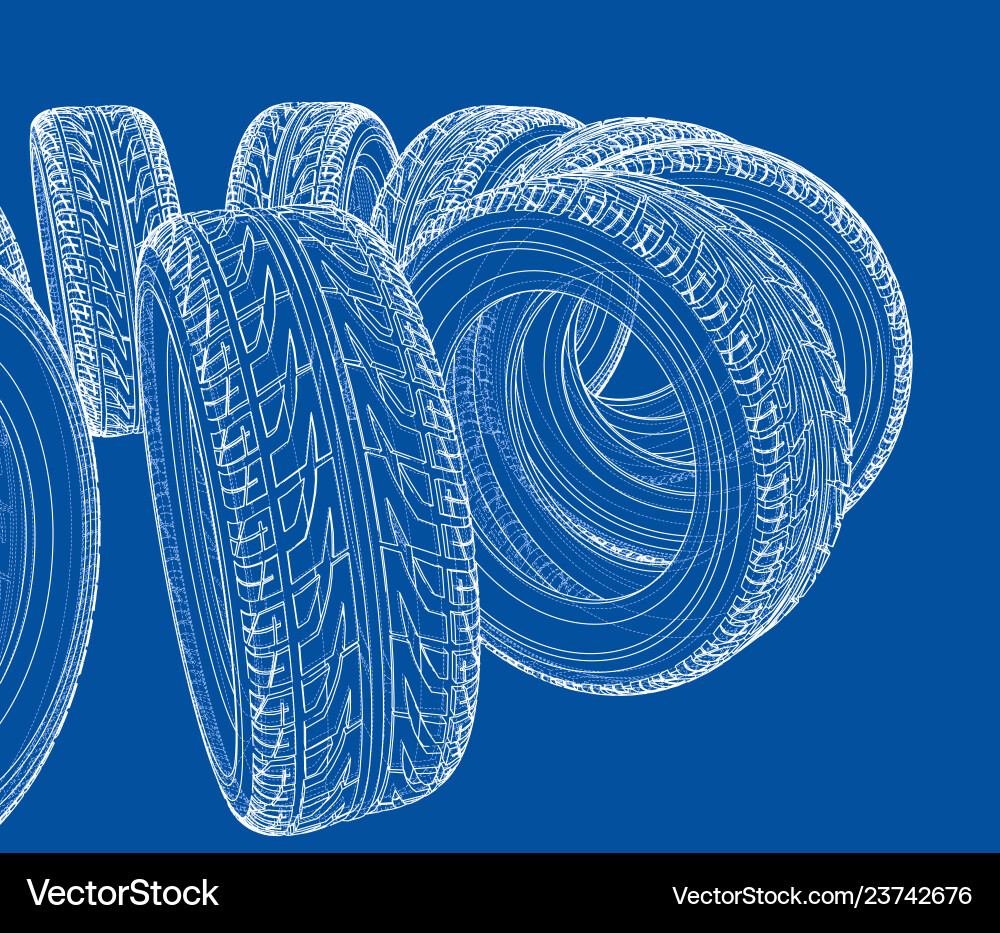 Car tires concept rendering of 3d Royalty Free Vector Image