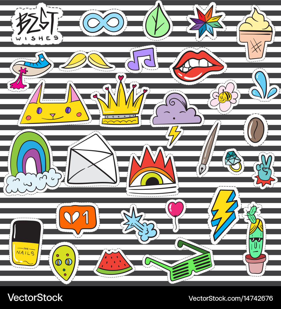 Cute Patch Collection Royalty Free Vector Image