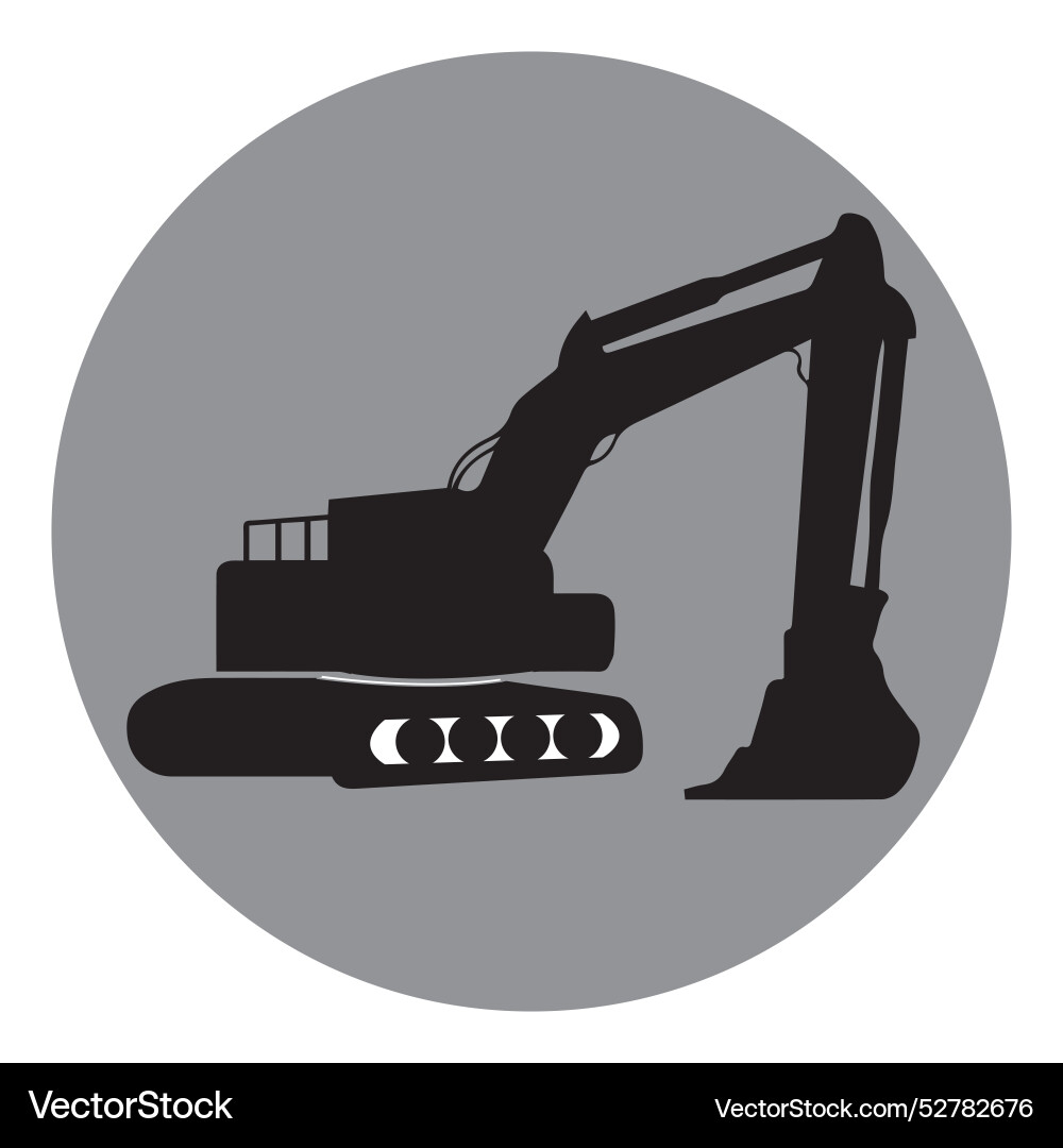 Excavator heavy equipment vehicle icon Royalty Free Vector