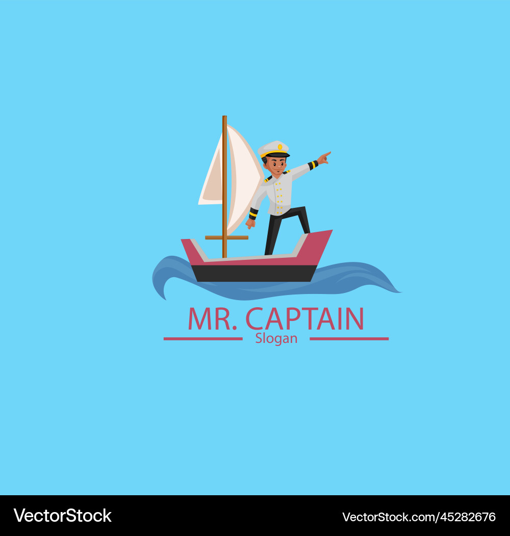 Mr captain mascot logo Royalty Free Vector Image