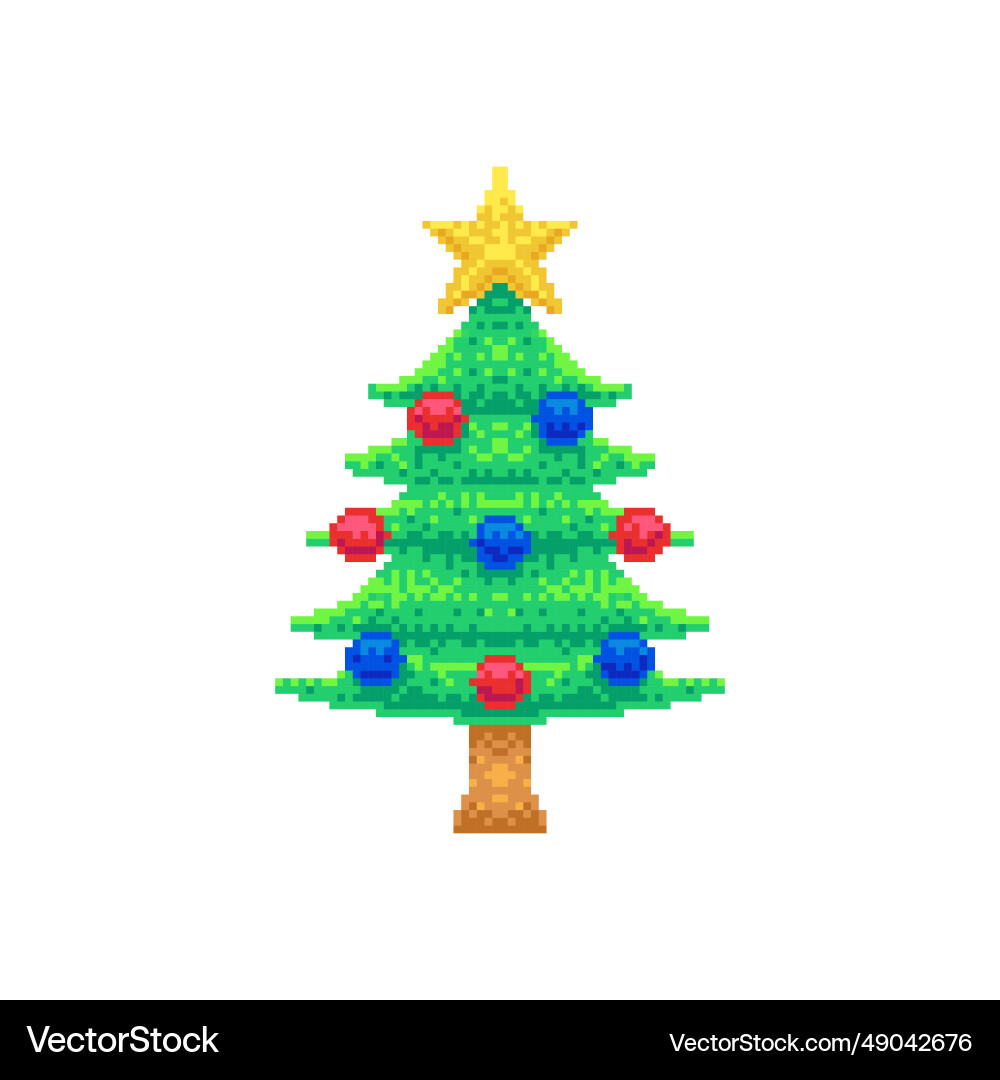 Pixel Christmas Tree Icon Royalty Free Vector Image