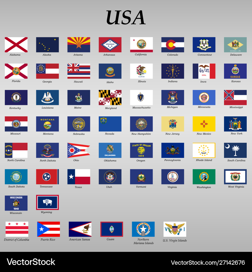 United States Flag Collection Royalty Free Vector Image