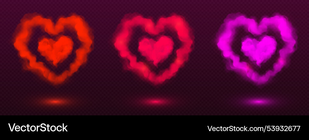 Color smoke hearts set on transparent background Vector Image
