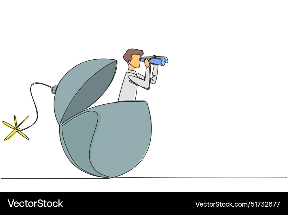 Continuous one line drawing businessman emerged Vector Image