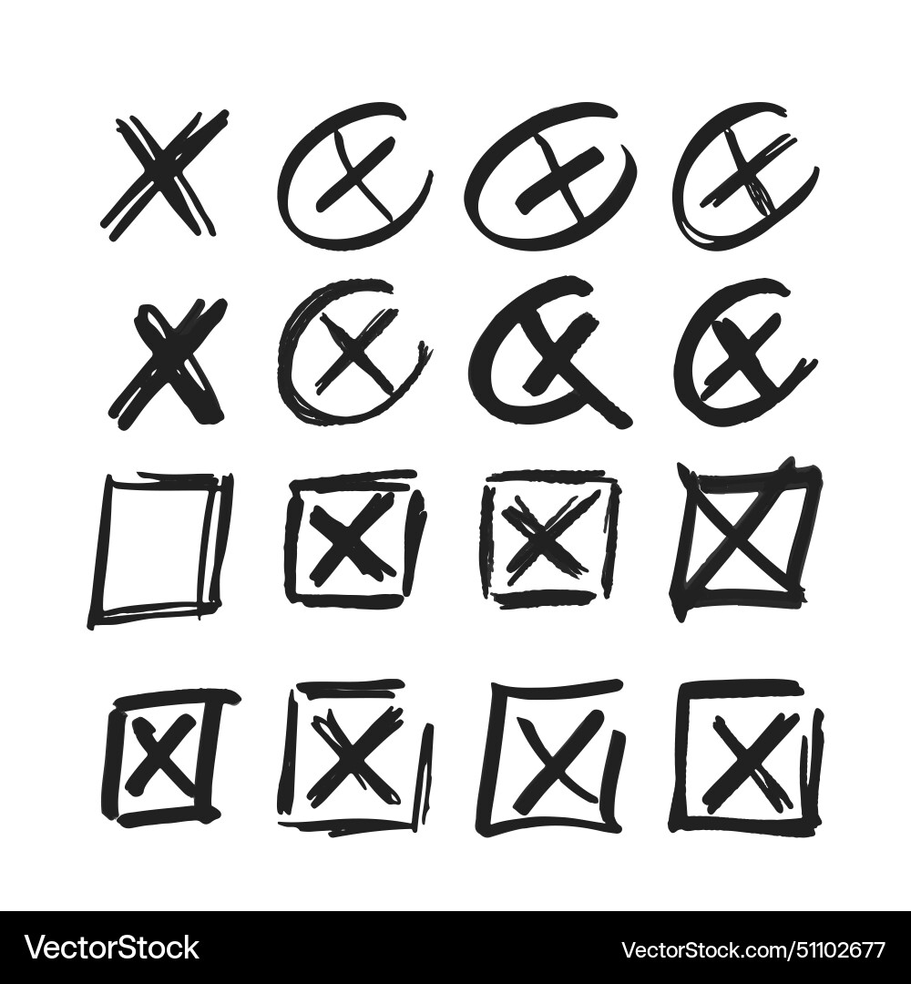 Doodle cross marks simple x shapes often used Vector Image