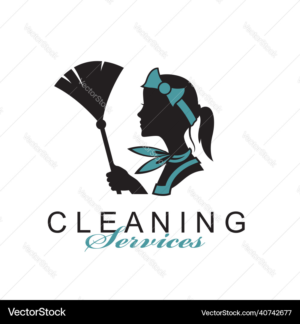 House maid lady emblem Royalty Free Vector Image