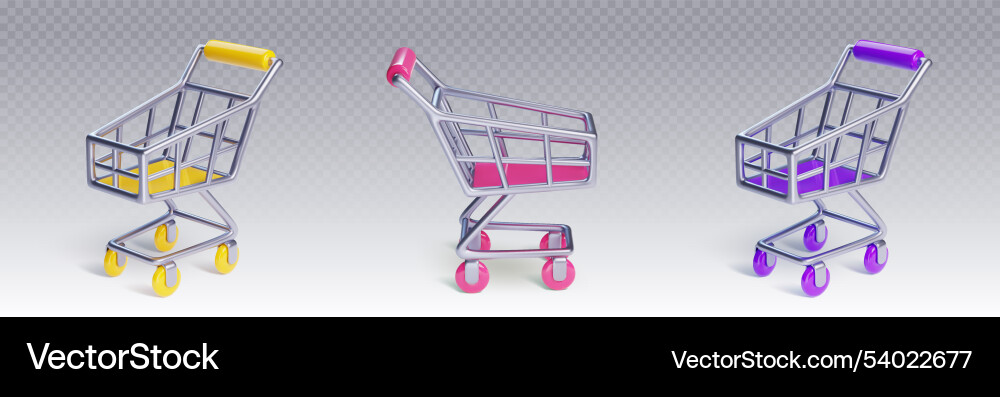 Metal shopping trolley cart 3d Royalty Free Vector Image