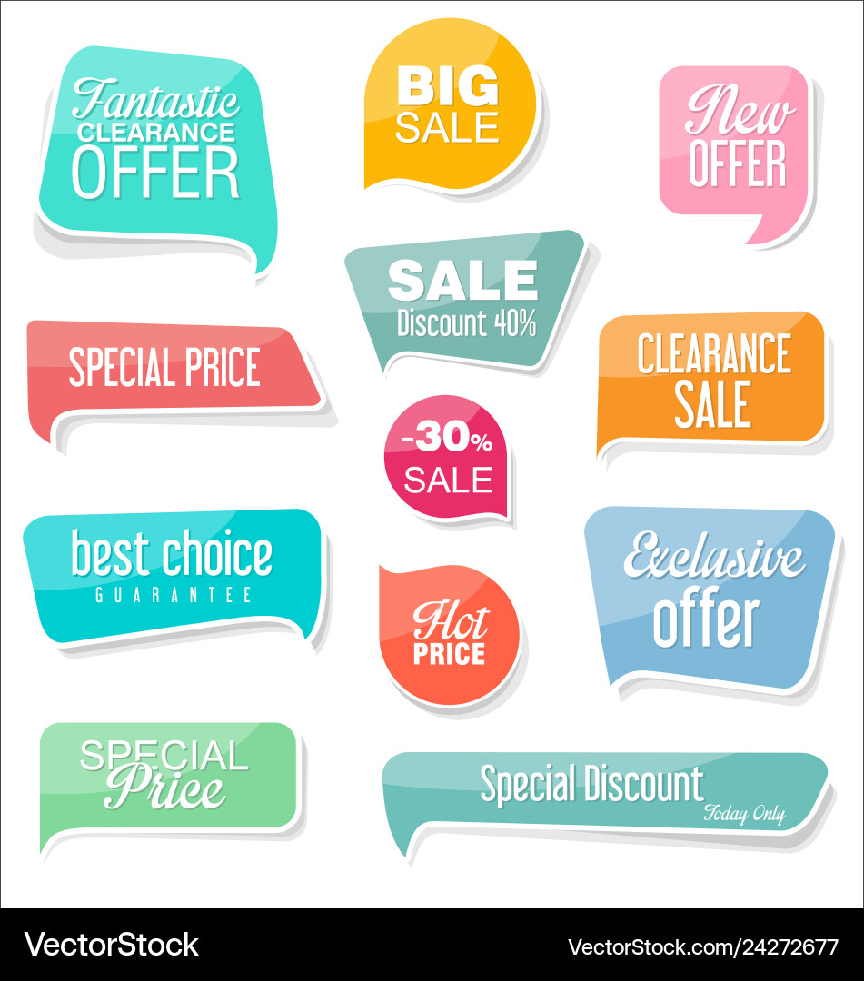 Modern design sale labels and badges collection Vector Image